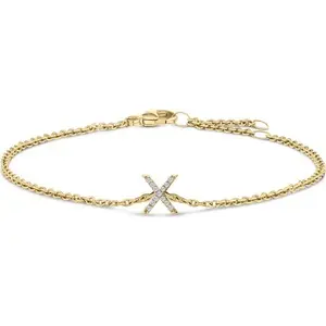 HAUS OF BRILLIANCE 10k Gold Diamond Accent Initial Charm Link Bracelet - Yellow | X